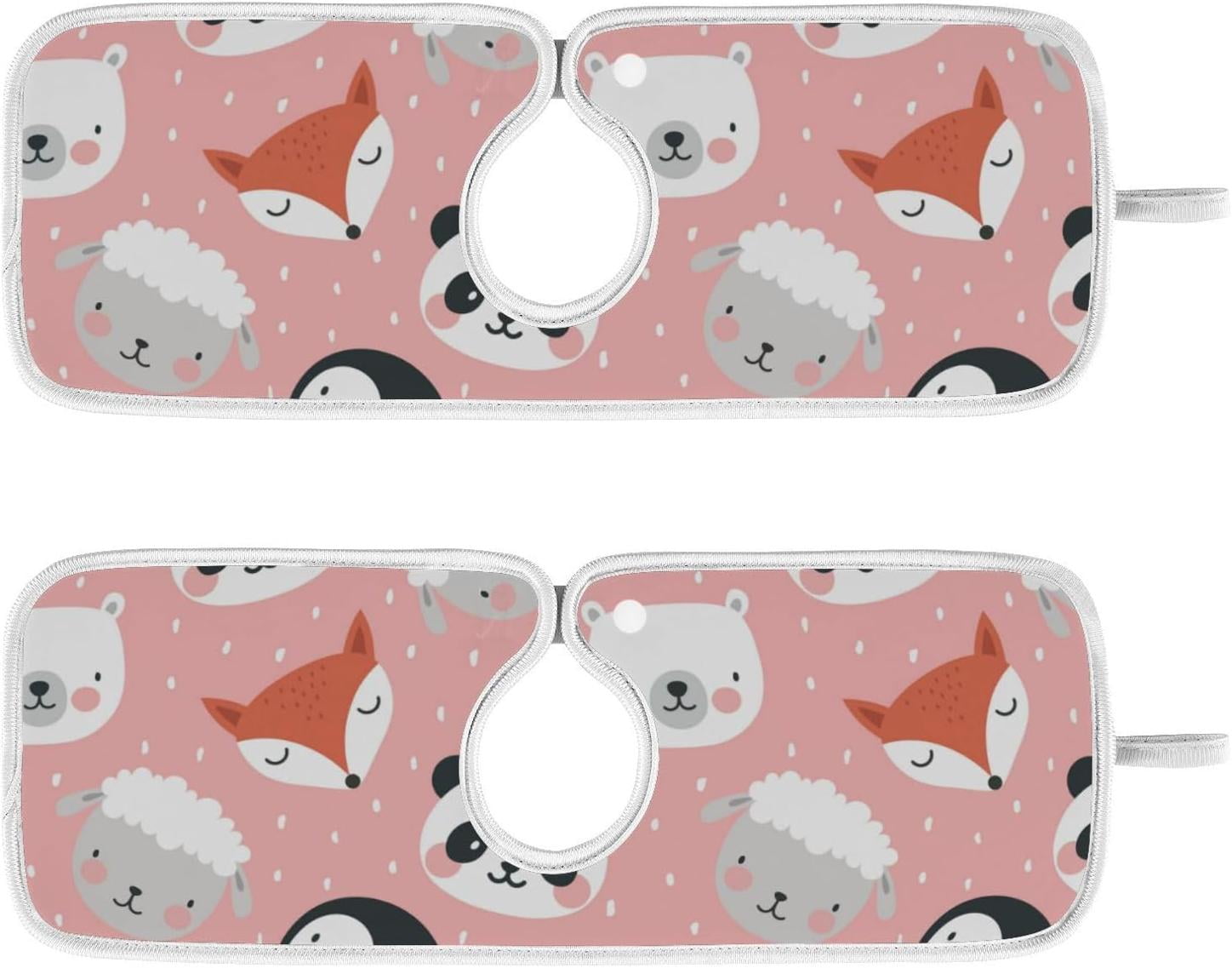 2 Pack Faucet Mat Splash Guard for Kitchen Sink,Panda Bear Fox Sheep ...