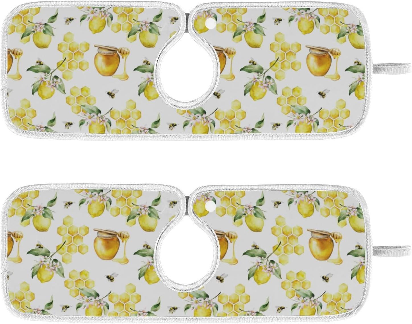 2 Pack Faucet Mat Splash Guard for Kitchen Sink, Sweet Honey Bees and ...