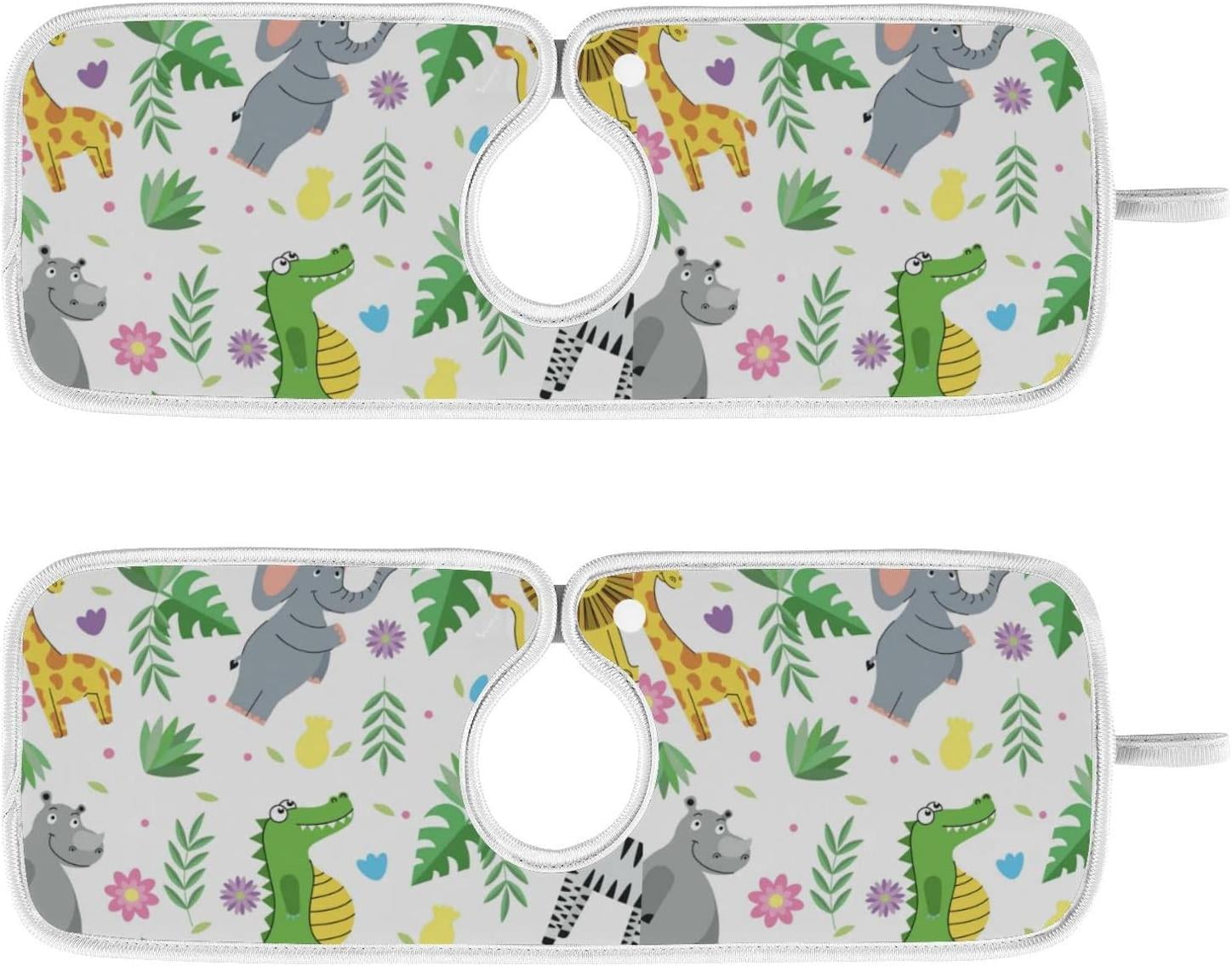 2 Pack Faucet Mat Splash Guard for Kitchen Sink,Wild Animals Cartoons ...