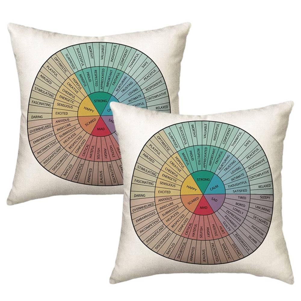 2 Pack Feelings Wheel Emotion Pillow CoversFor Office Calming Corner ...