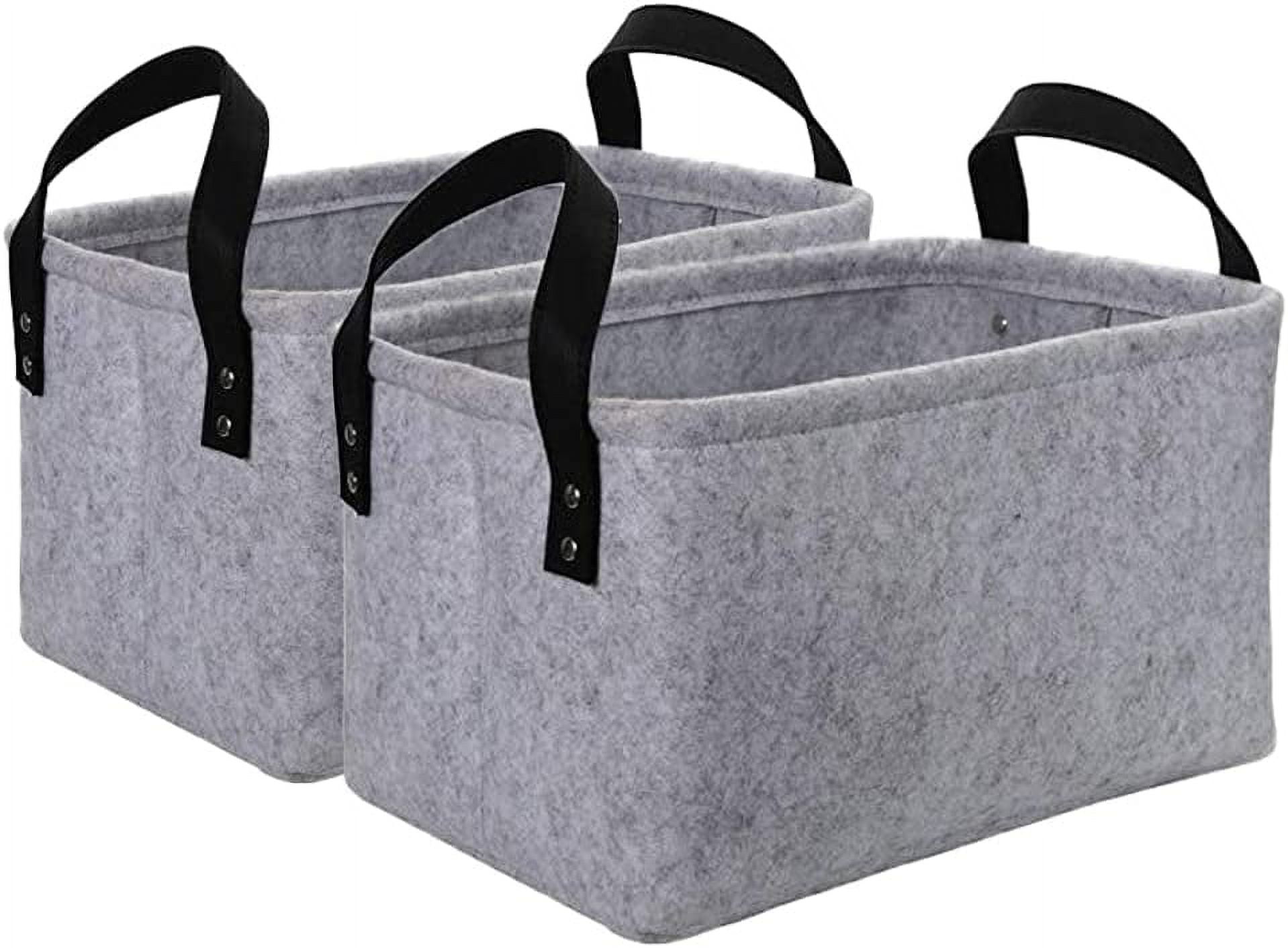 2 Pack Felt Fabric Storage Basket. 10x15x11" Foldable Felt Storage Bin ...