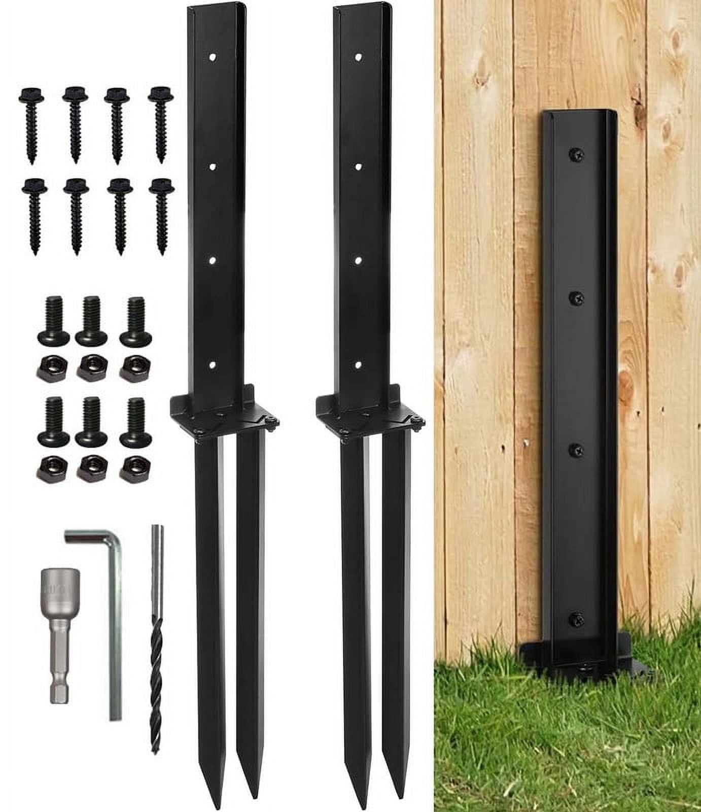 2 Pack Fence Post Anchor Kit for Repairing Tilted Broken Wooden Fence ...