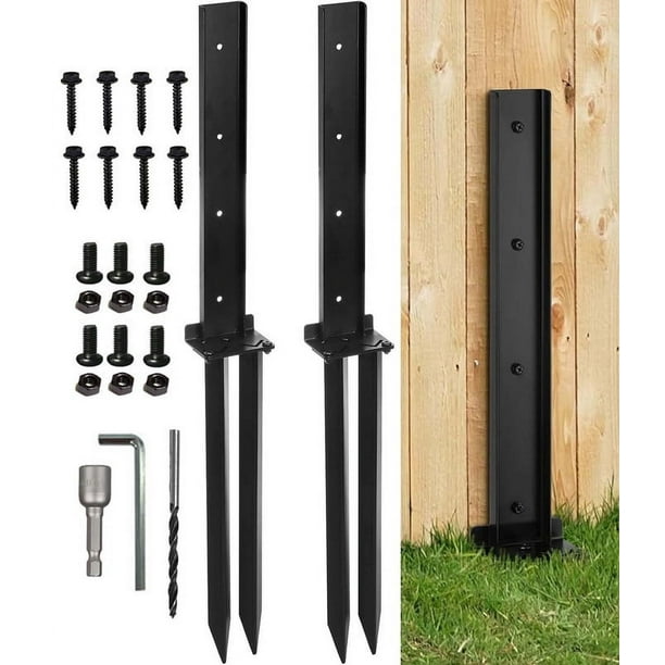 2 Pack Fence Post Anchor Kit for Repairing Tilted Broken Wooden Fence ...