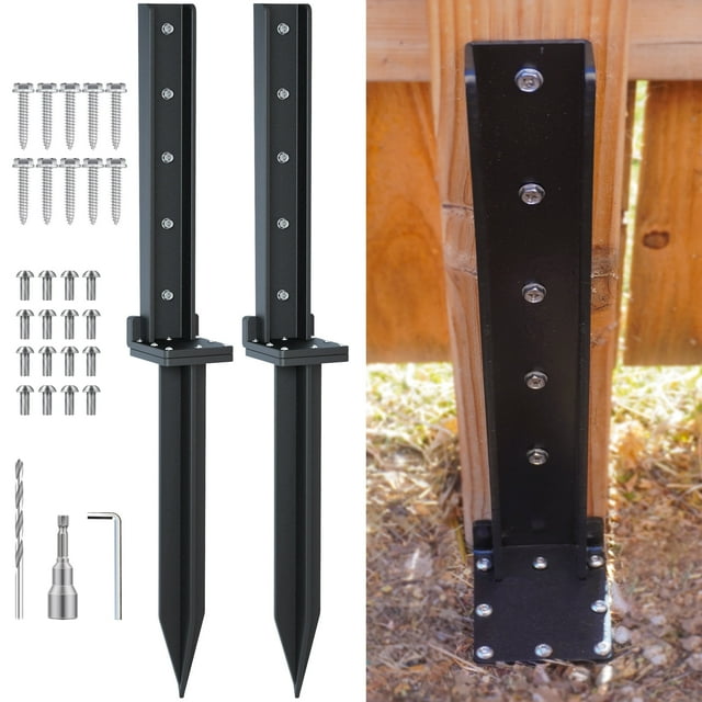 2-Pack Fence Post Repair Kit Heavy Duty 32in Fence Post Anchor ...