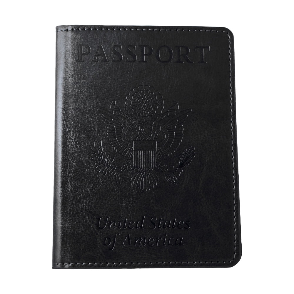 2-Pack Fenzer Black Passport Wallet and Vaccine Card Holder Combo, Slim ...
