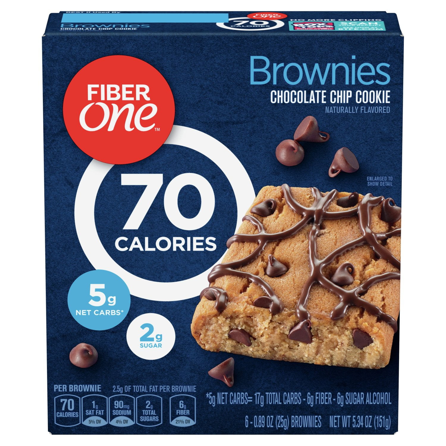 2 Pack - Fiber One Brownies 90 Calories Chocolate Chip Bar 5.34 oz ...
