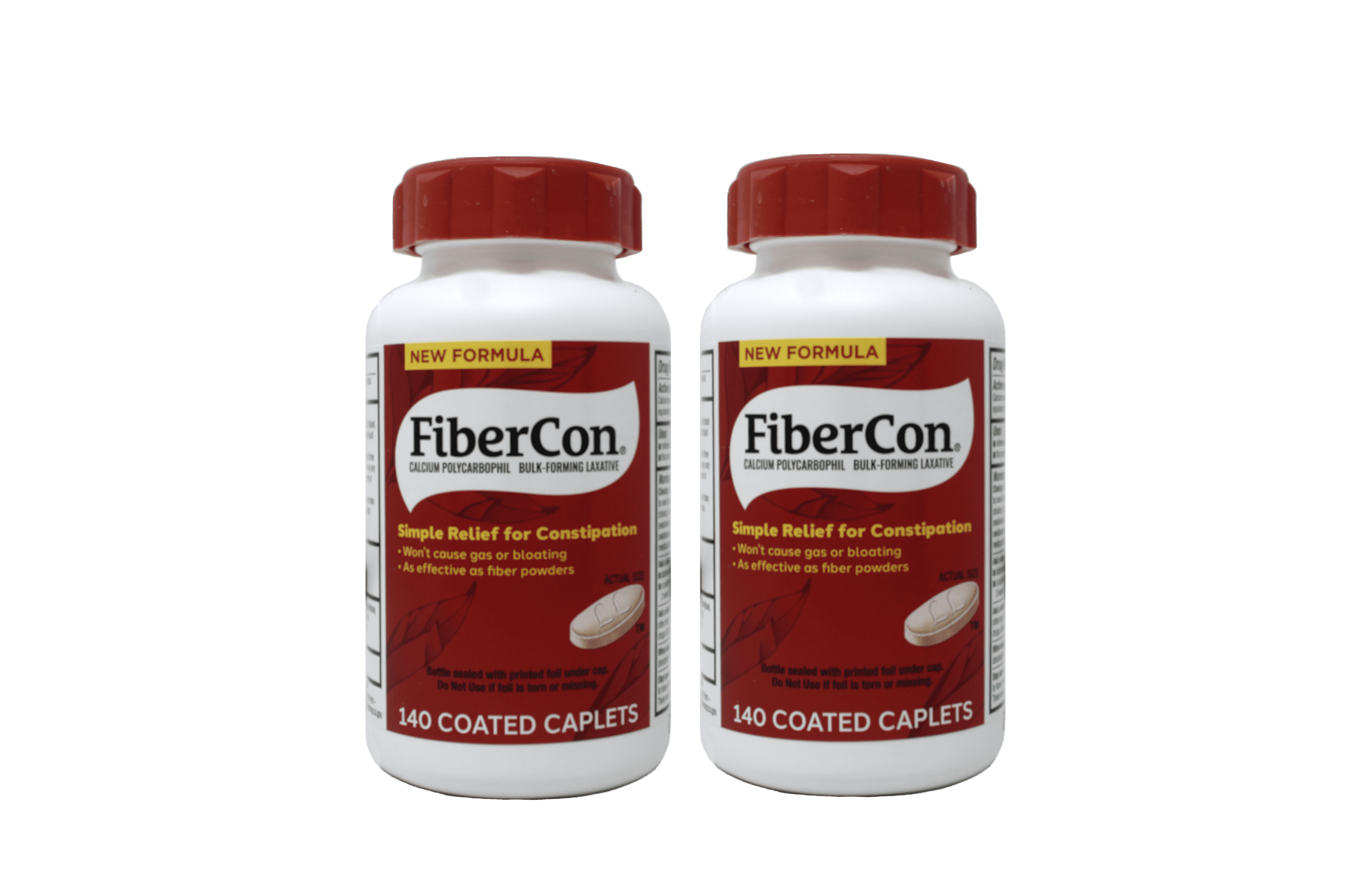 FiberCon Digestive Health Supplement, 2 Pack, 140 Caplets Each for ...