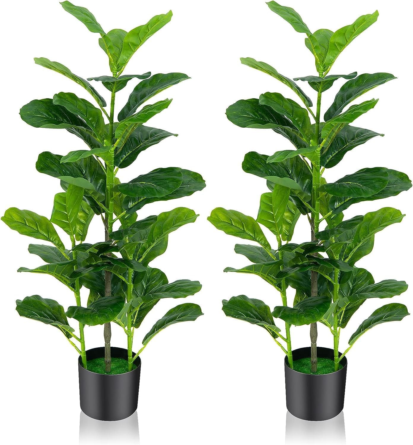 2-Pack Fiddle Leaf Artificial Ficus Tree, with 100 Leaves Decorative ...