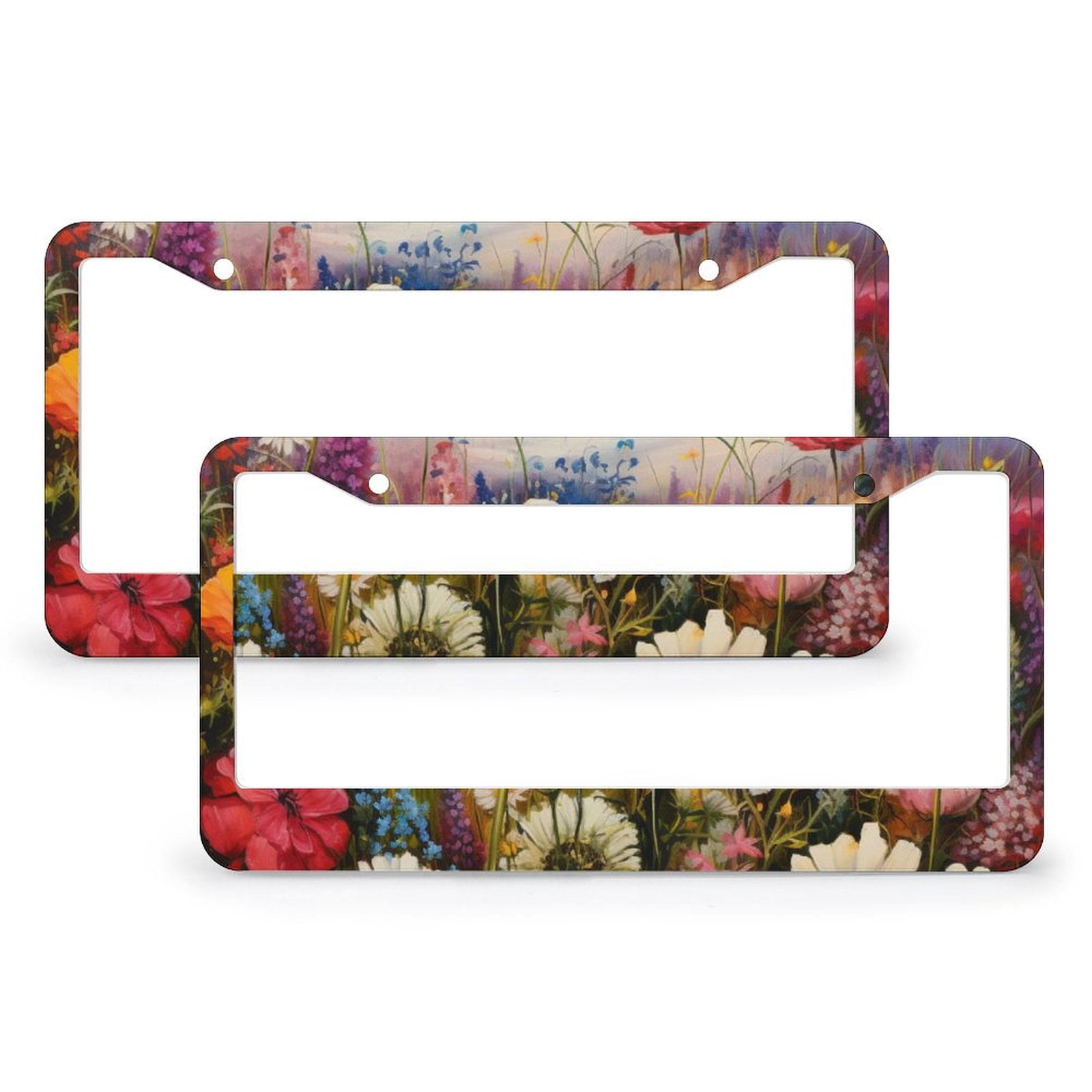 2 Pack A Field Full of Wild Flowers License Plate Frames Watercolor ...