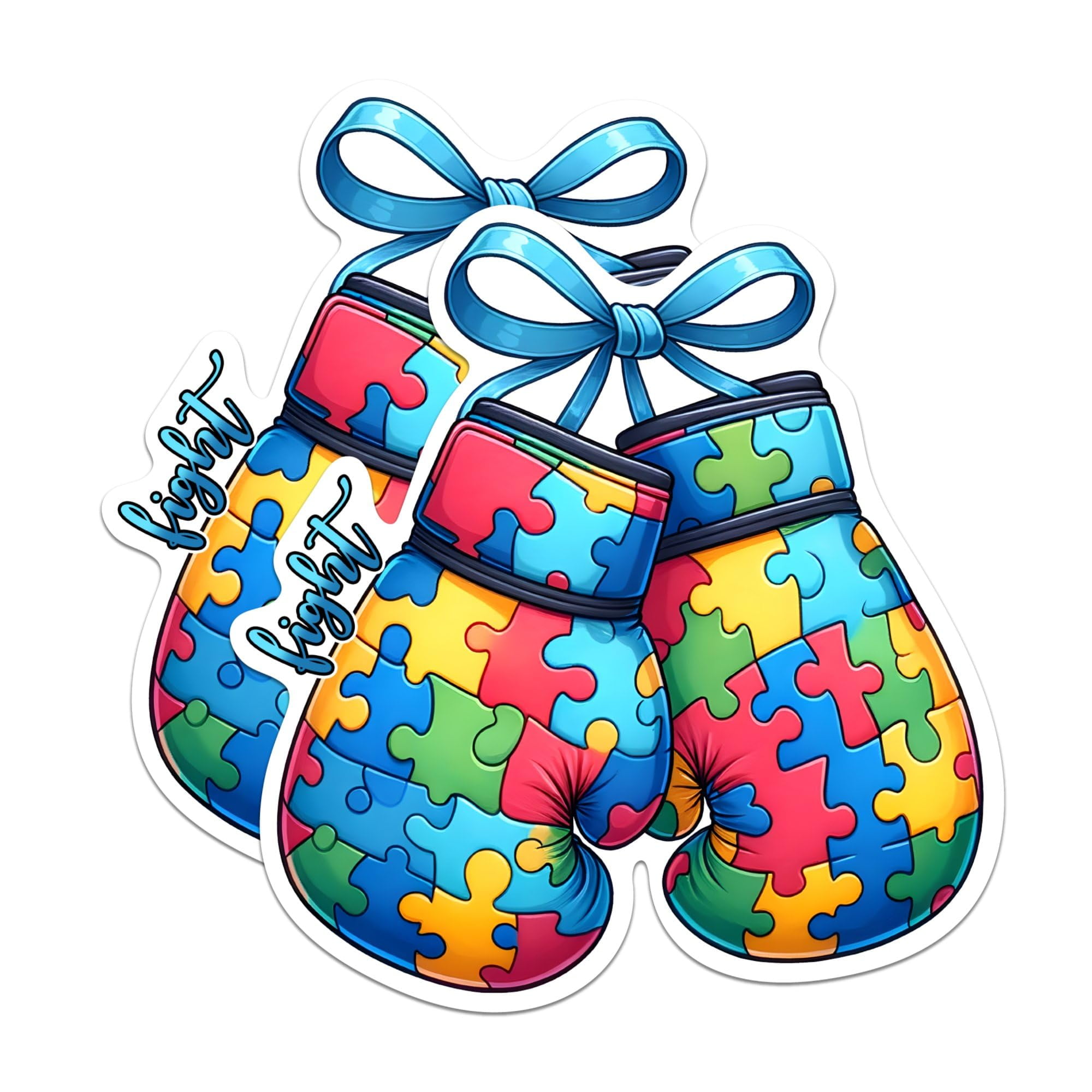 (2 Pack) Fight Autism Boxing Gloves Magnet - Autism Pride Awareness ...