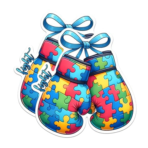 (2 Pack) Fight Autism Boxing Gloves Sticker - Autism Pride Awareness ...