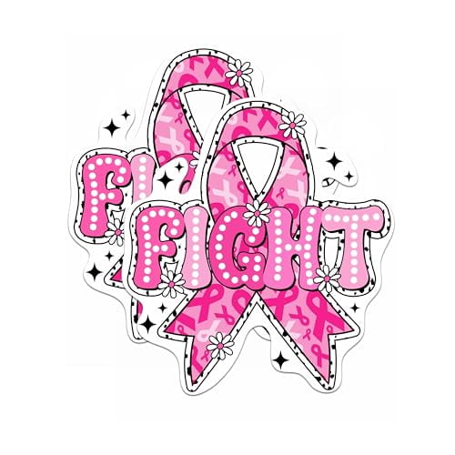 (2 Pack) Fight Pink Ribbon Breast Cancer Awareness Stickers - 5 Inches ...