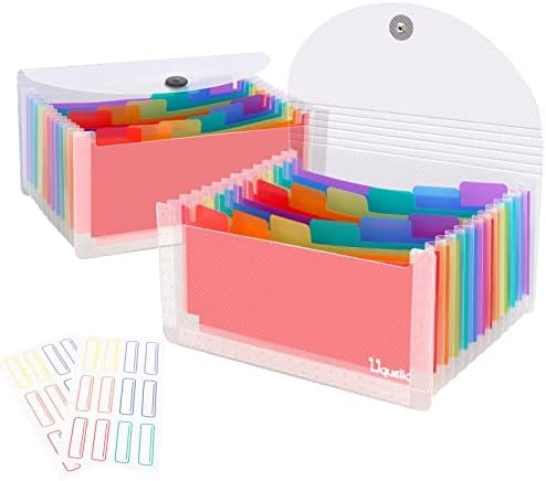 2 Pack File Organizer Stand -13 Pockets Expanding Coupons File Folder ...