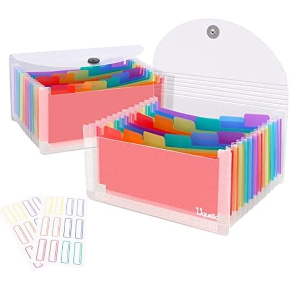 2 Pack File Organizer Stand -13 Pockets Expanding Coupons File Folder ...