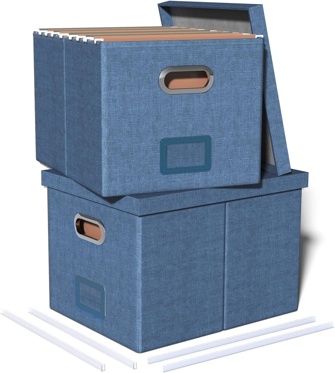 2 Pack File Storage Organizer Box, Filing Box, Portable File Box with ...