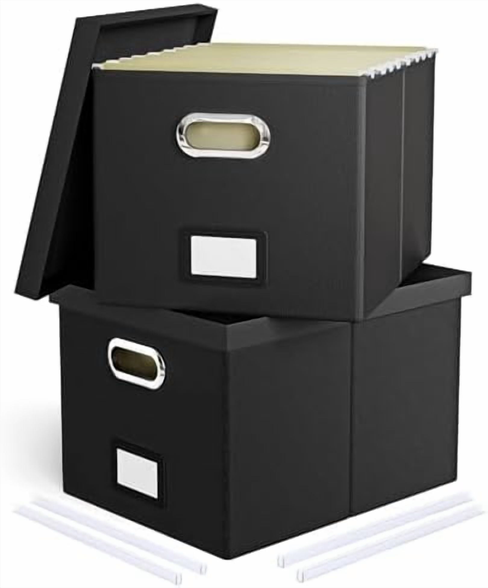 2 Pack File Storage Organizer Box, Portable Filing With Lid, Fit for ...