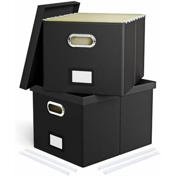 2 Pack File Storage Organizer Box, Portable Filing With Lid, Fit for ...