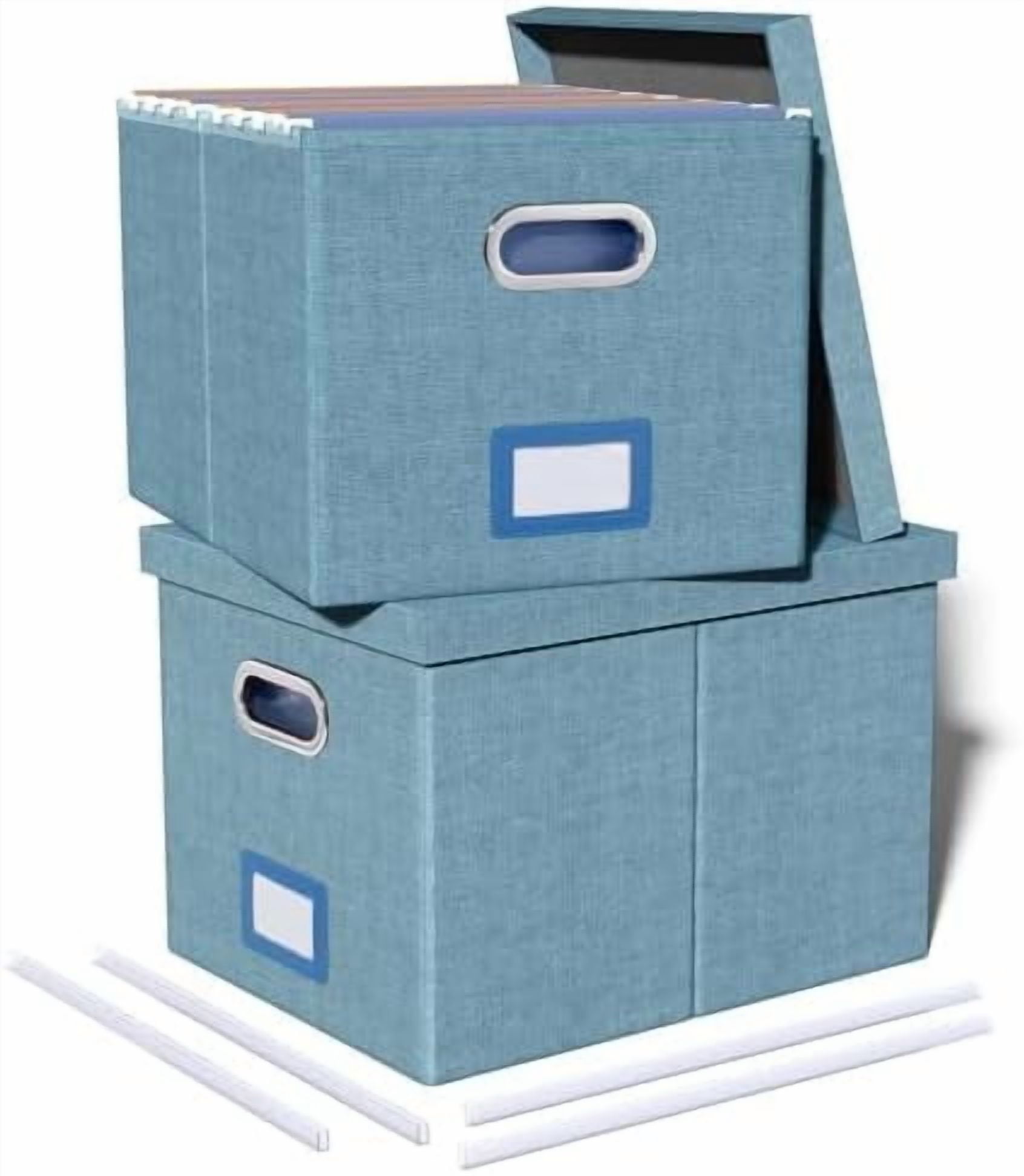 2 Pack File Storage Organizer, Filing Box, Portable File Box with Lid ...