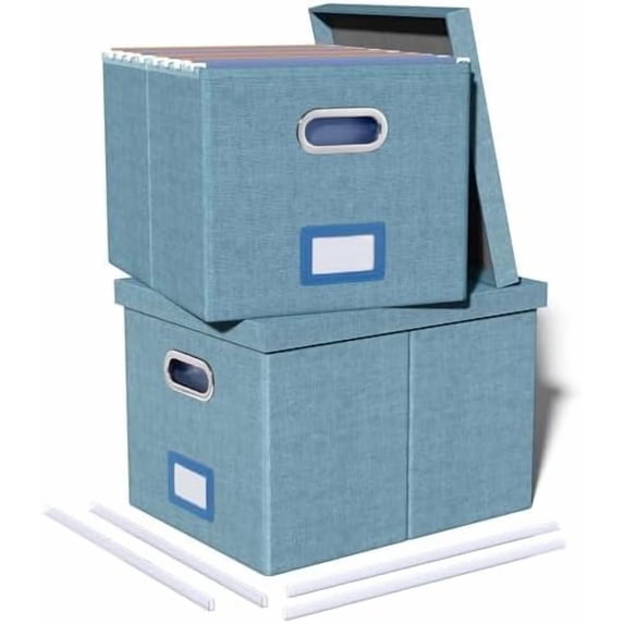 2 Pack File Storage Organizer, Filing Box, Portable File Box with Lid ...
