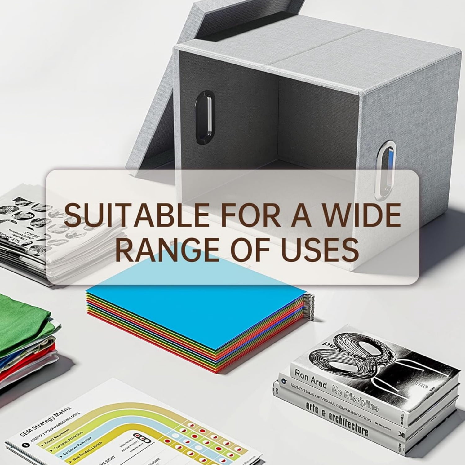 2 Pack File Storage Organizer, Filing Box, Portable File Box with Lid ...