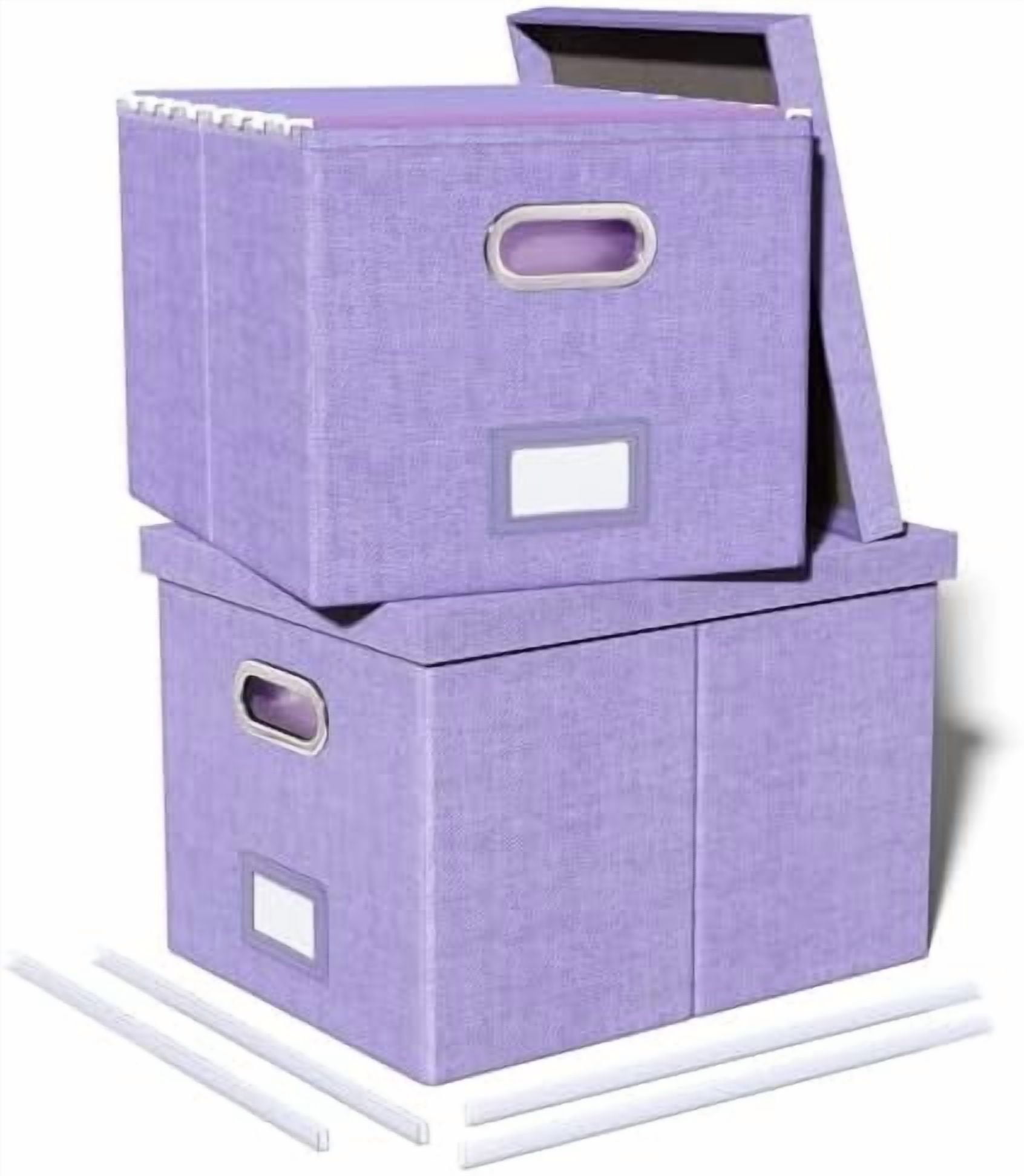 2 Pack File Storage Organizer, Filing Box, Portable File Box with Lid ...