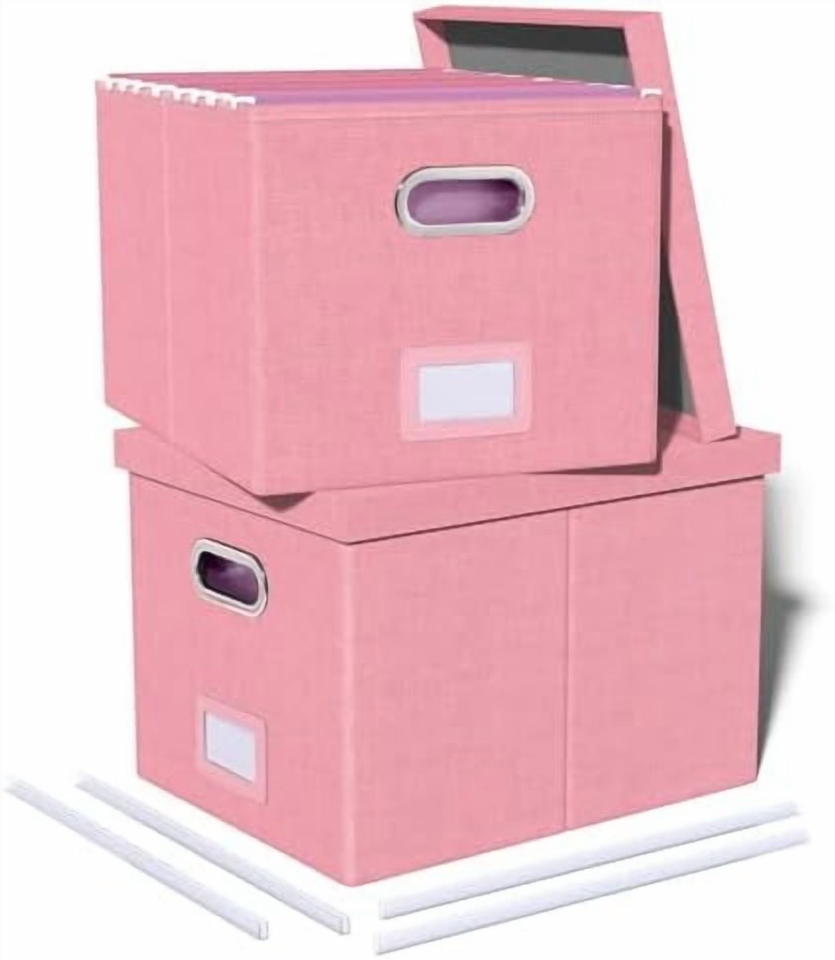 2 Pack File Storage Organizer, Filing Box, Portable File Box with Lid ...