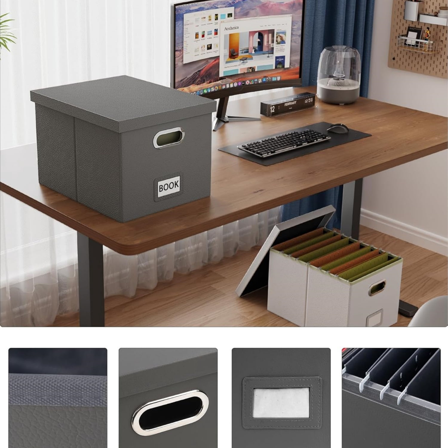 2 Pack File Storage Organizer, Portable File Box with Lid, Fit for ...