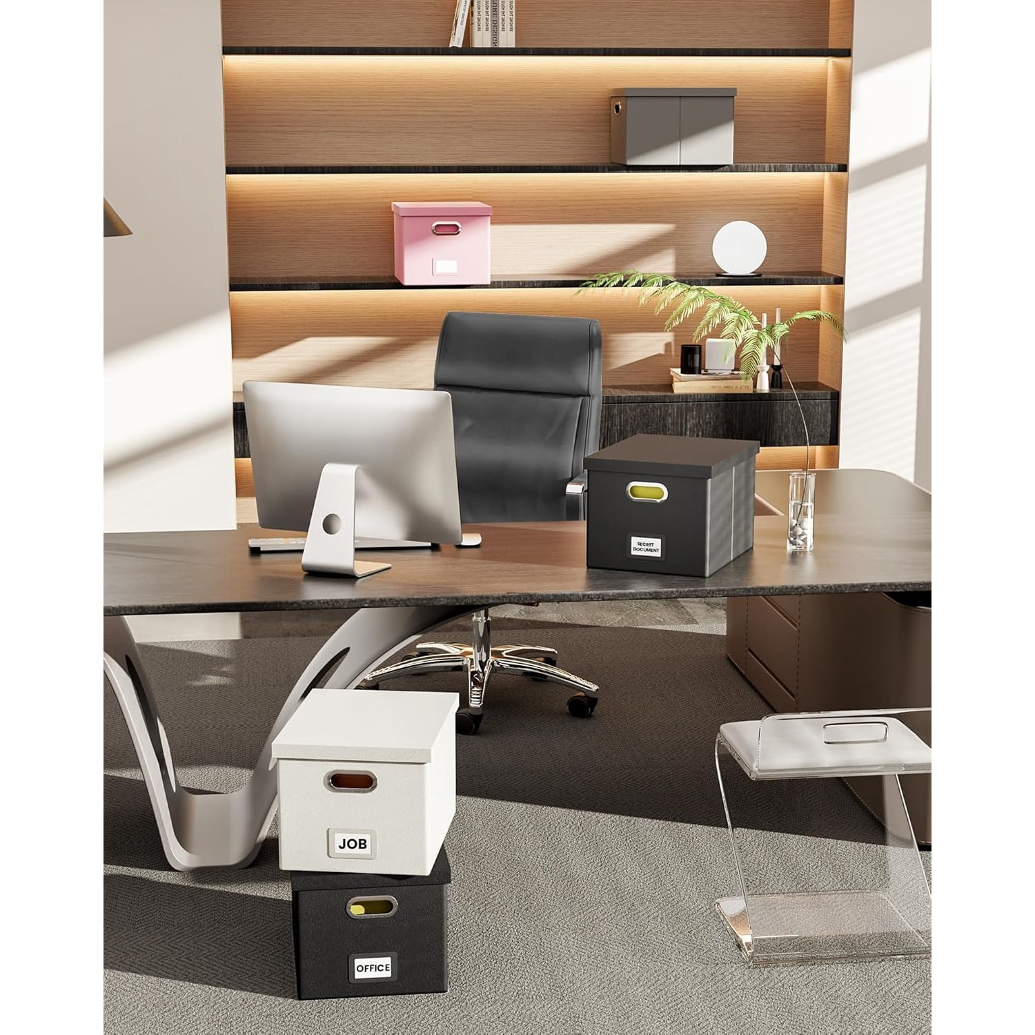 2 Pack File Storage Organizer, Portable File Box with Lid, Fit for ...