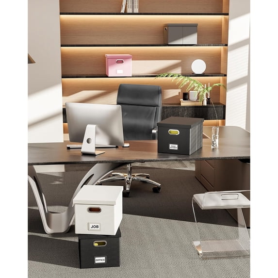 2 Pack File Storage Organizer, Portable File Box with Lid, Fit for ...