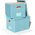 2 Pack File Storage Organizer - Portable Filing Box with Lid, Fits ...