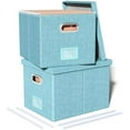 2 Pack File Storage Organizer - Portable Filing Box with Lid, Fits ...