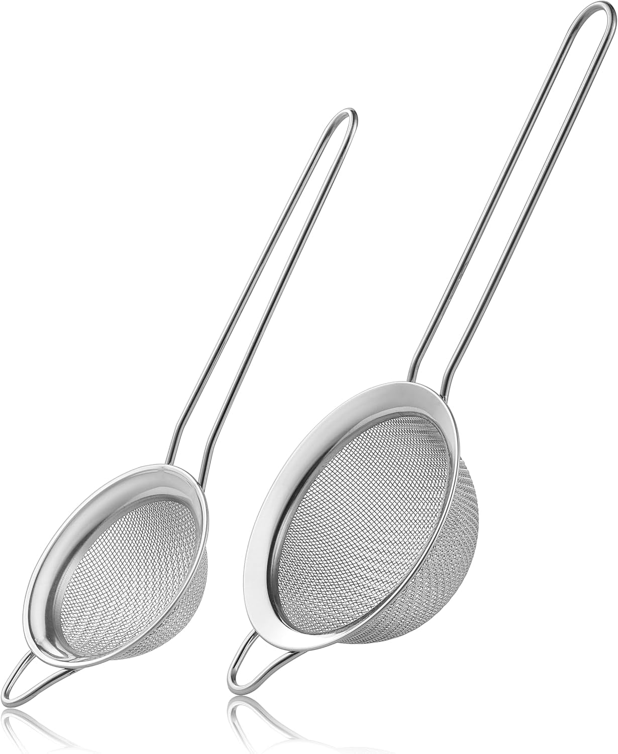 2 Pack Fine Mesh Strainers, Mini Stainless Steel Strainer with Handle ...
