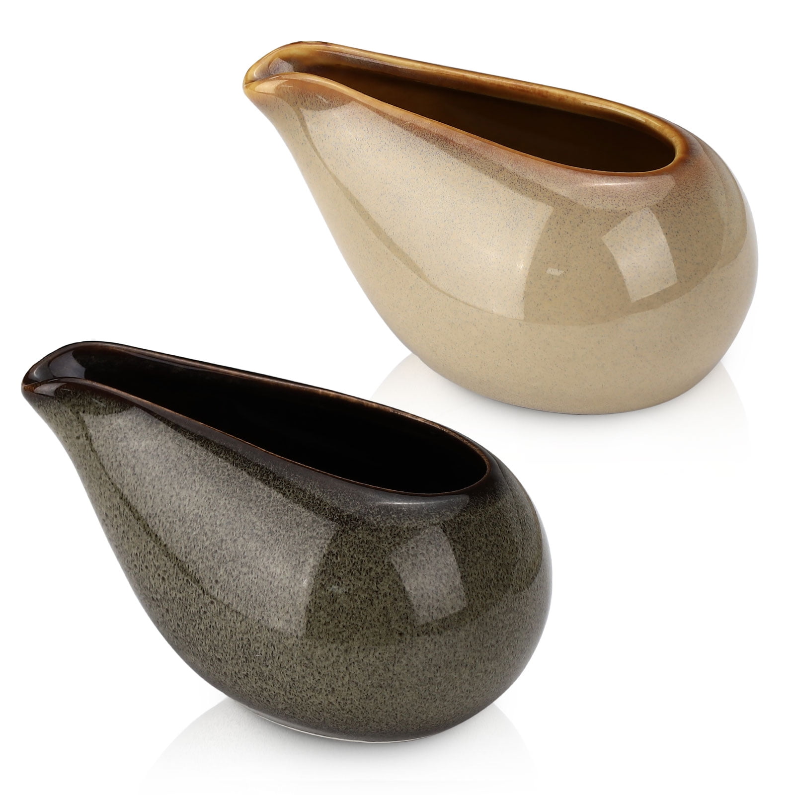 2 Pack Fine Porcelain Gravy Boat, 3.5Oz/100 ml Small Ceramic Creamer ...