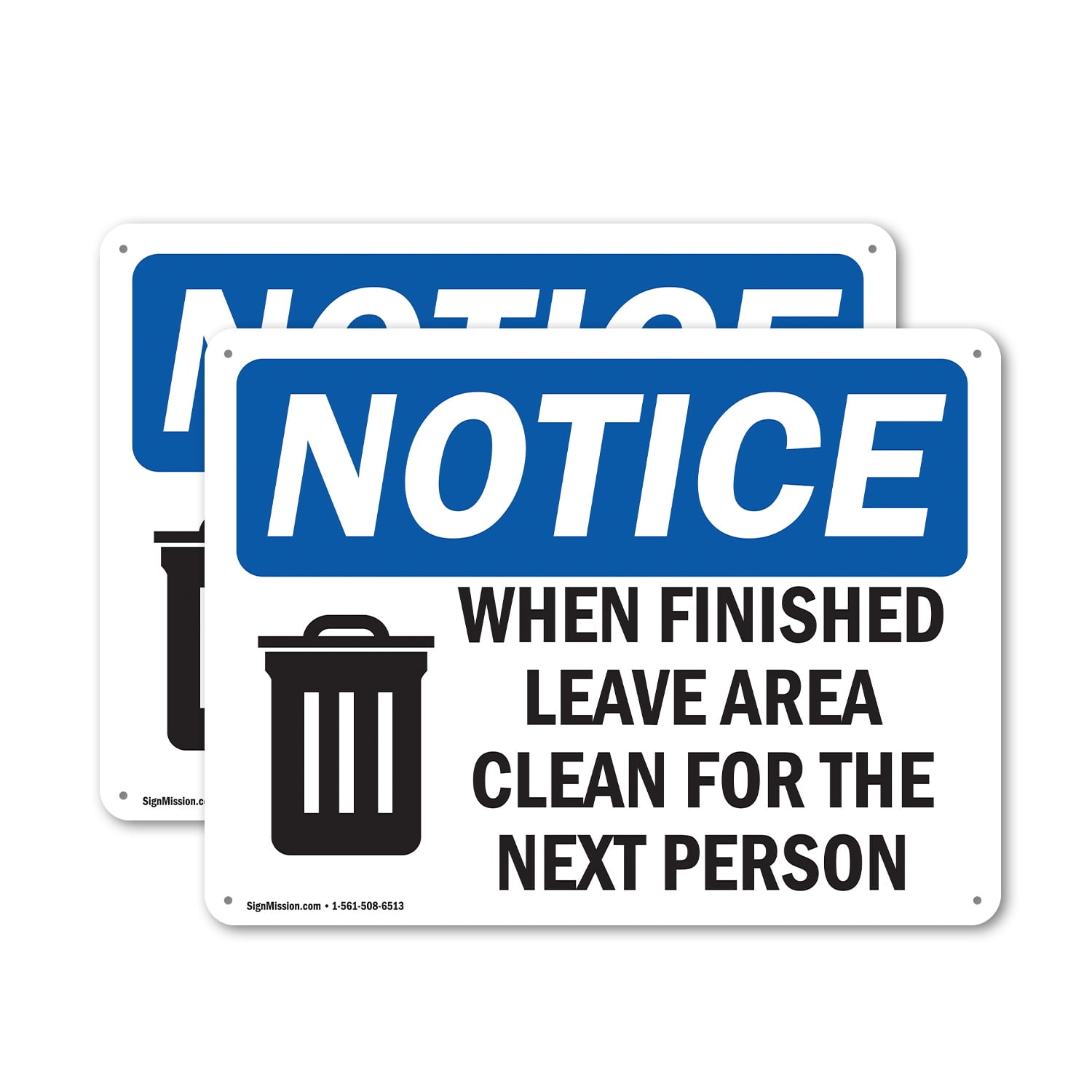 (2 Pack) When Finished Leave Area Clean OSHA Notice Sign 14 Inch X 10 ...