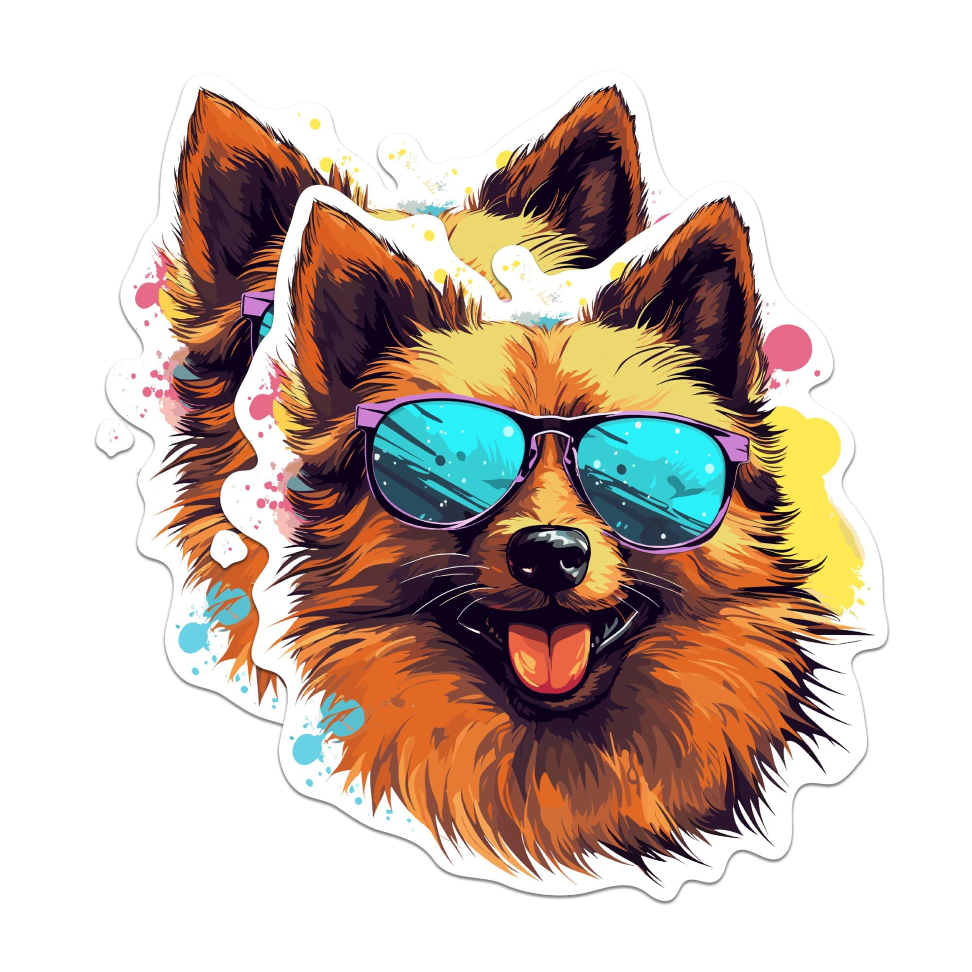 (2 Pack) Finnish Spitz Dog Stickers - Finnish Spitz with Sunglasses ...