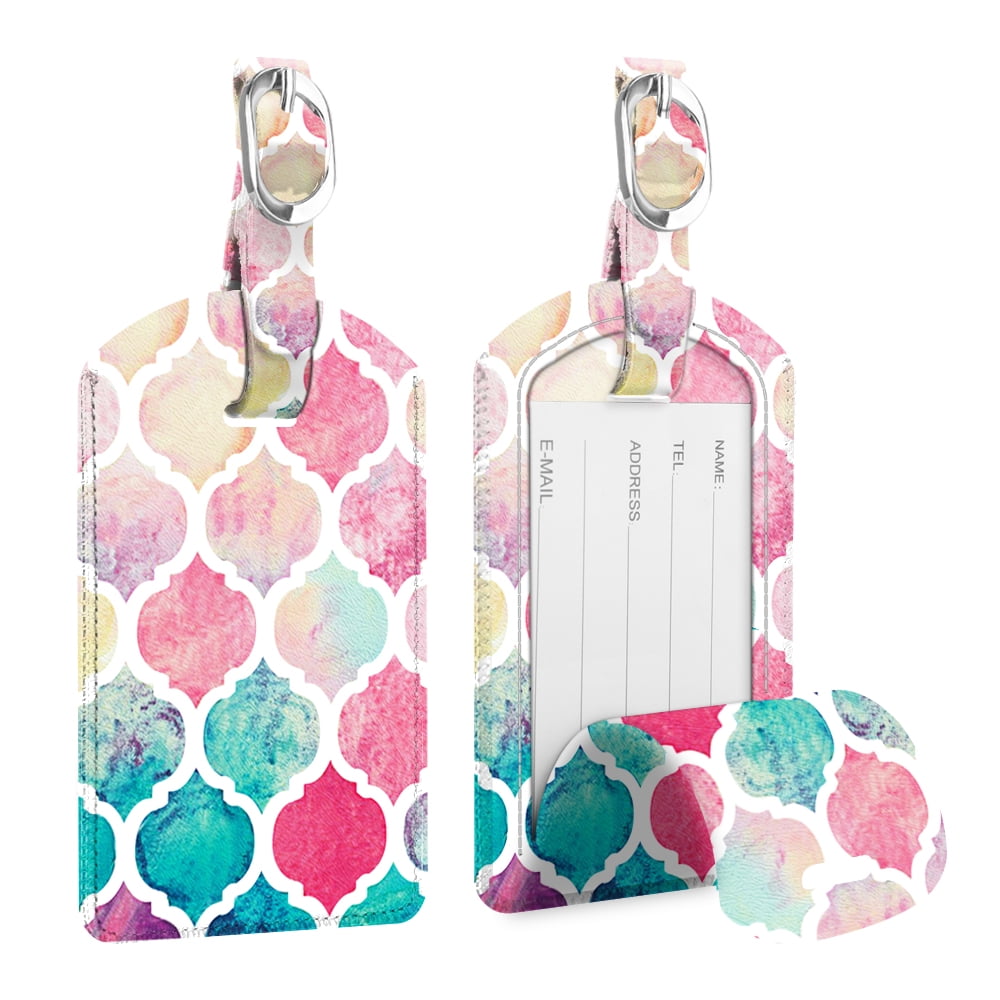 [2 Pack] Fintie Luggage Tags, PU Leather Name ID Label Holder with ...
