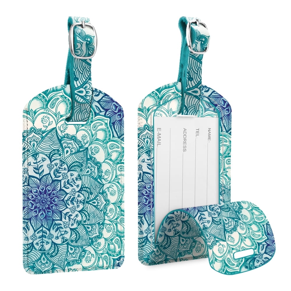 [2 Pack] Fintie Luggage Tags, PU Leather Name ID Label Holder with ...