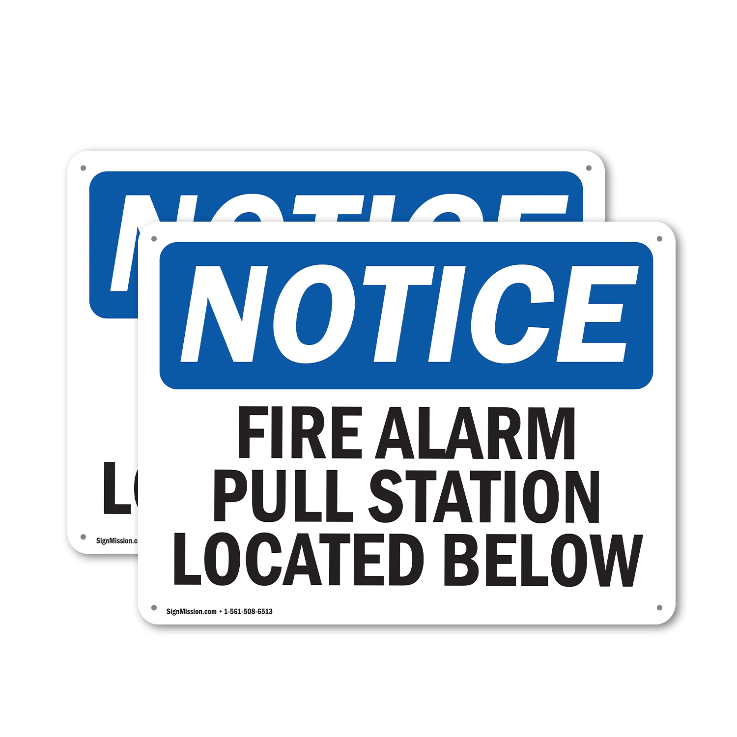 (2 Pack) Fire Alarm Pull Station Located Below OSHA Notice Sign 10 Inch ...