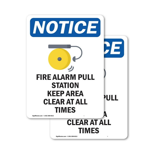 (2 Pack) Fire Alarm Pull Station Sign - Walmart.com