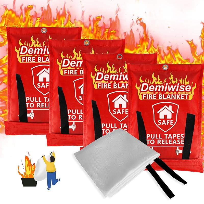2-Pack Fire Blanket - Thick Fire Blanket Fire Suppression Blanket ...