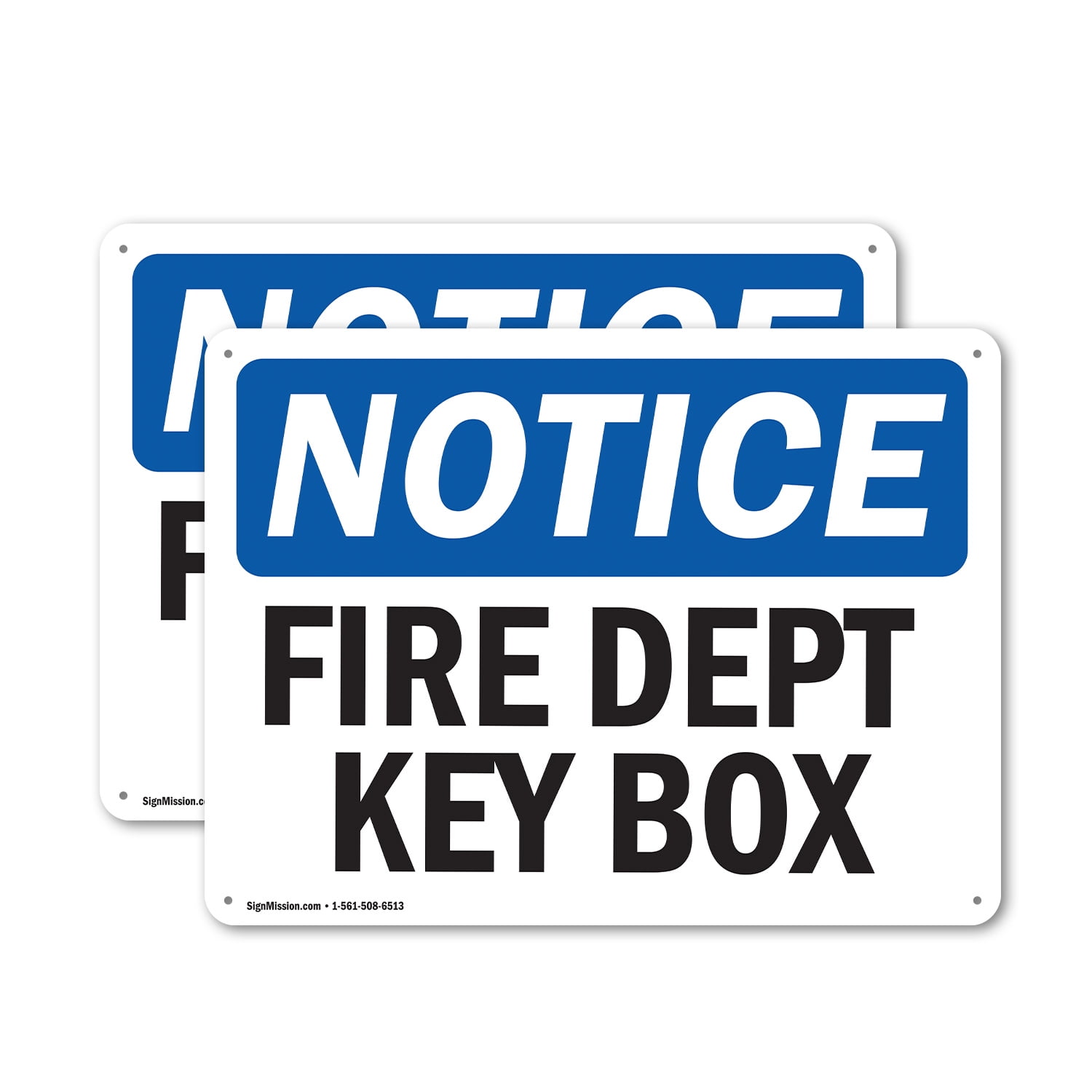 (2 Pack) Fire Dept Key Box OSHA Notice Sign 24 Inch X 18 Inch Plastic ...