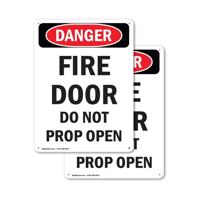 (2 Pack) Fire Door Do Not Prop Open OSHA Danger Sign 12 Inch X 18 Inch ...