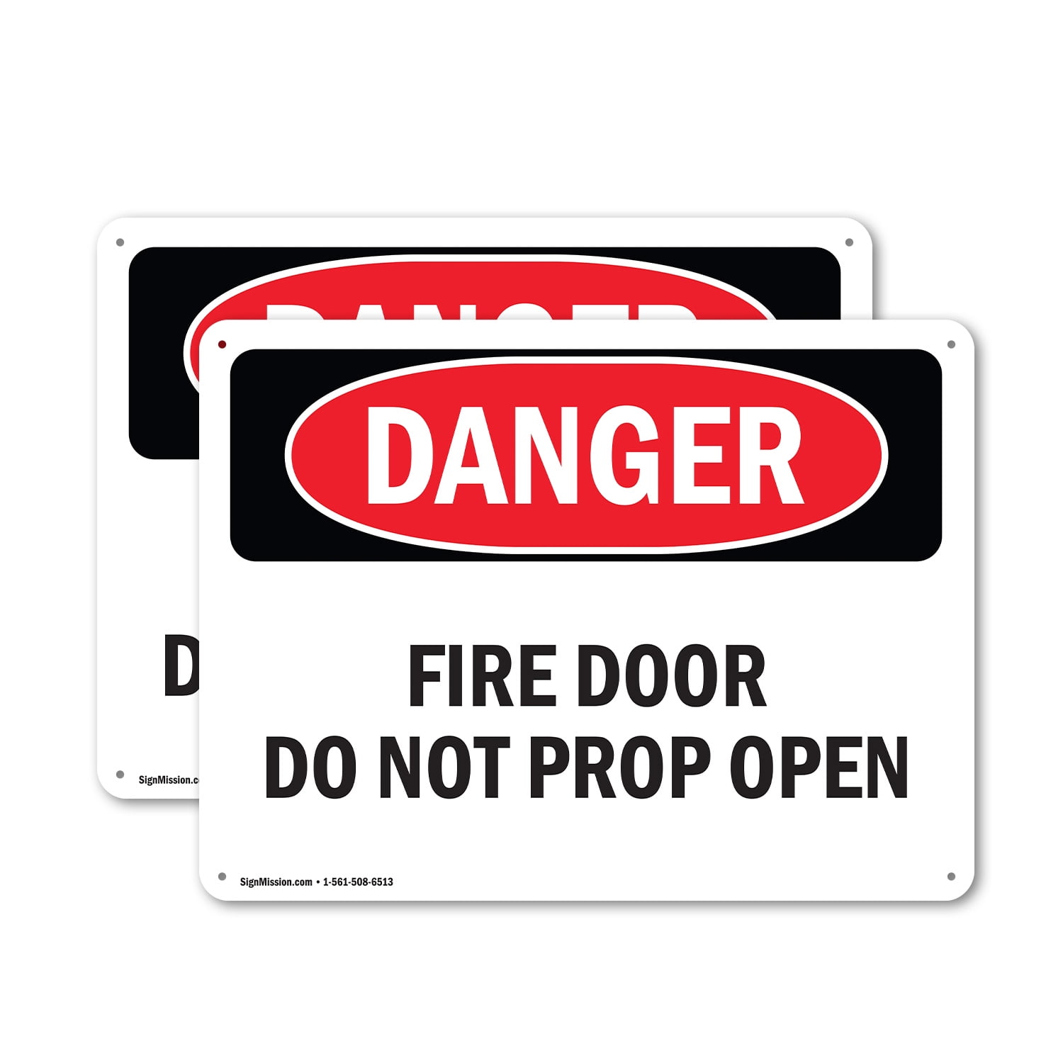 (2 Pack) Fire Door Do Not Prop Open OSHA Danger Sign 24 Inch X 18 Inch ...
