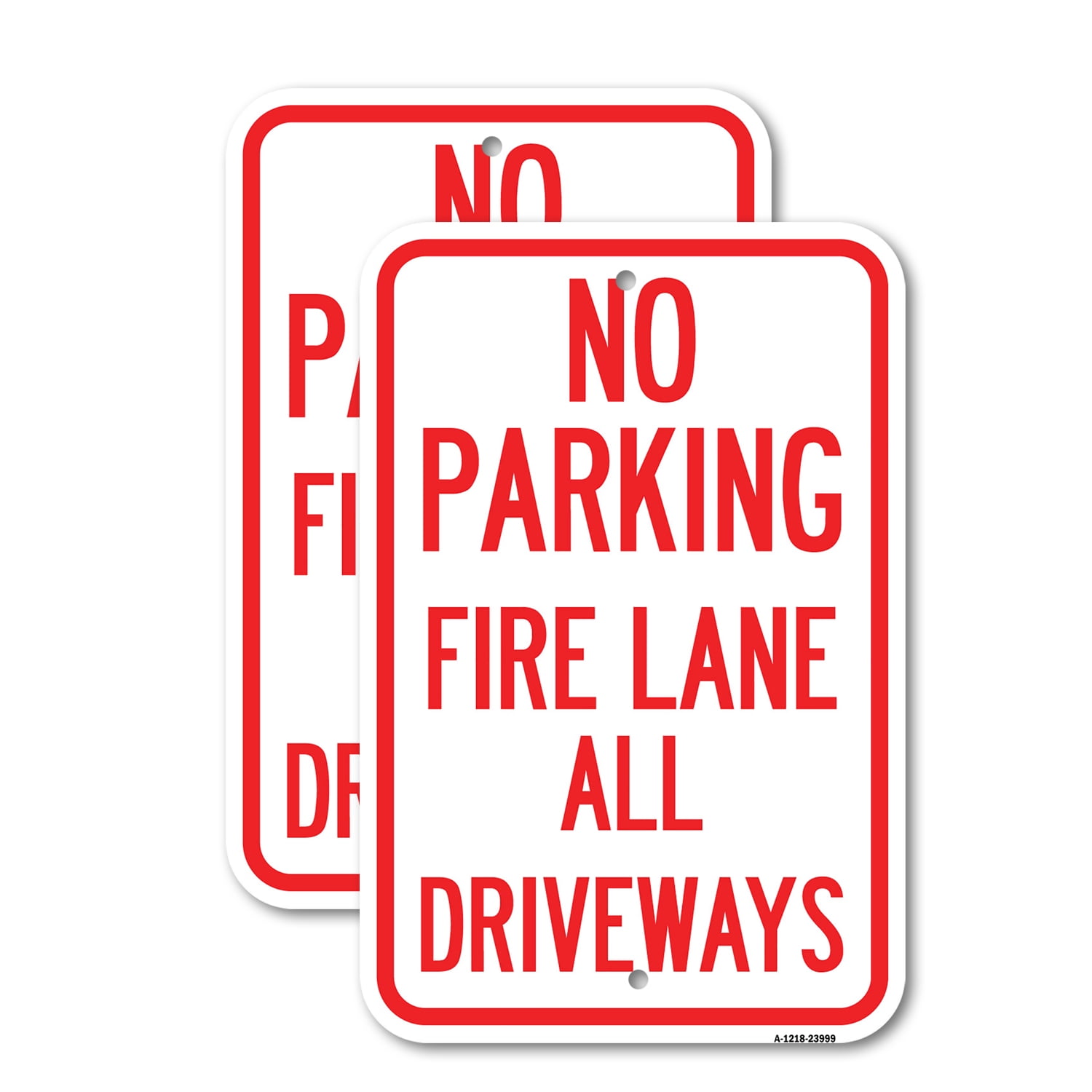 (2 Pack) Fire Lane All Driveways | 18" X 24" Heavy-Gauge Aluminum Sign ...
