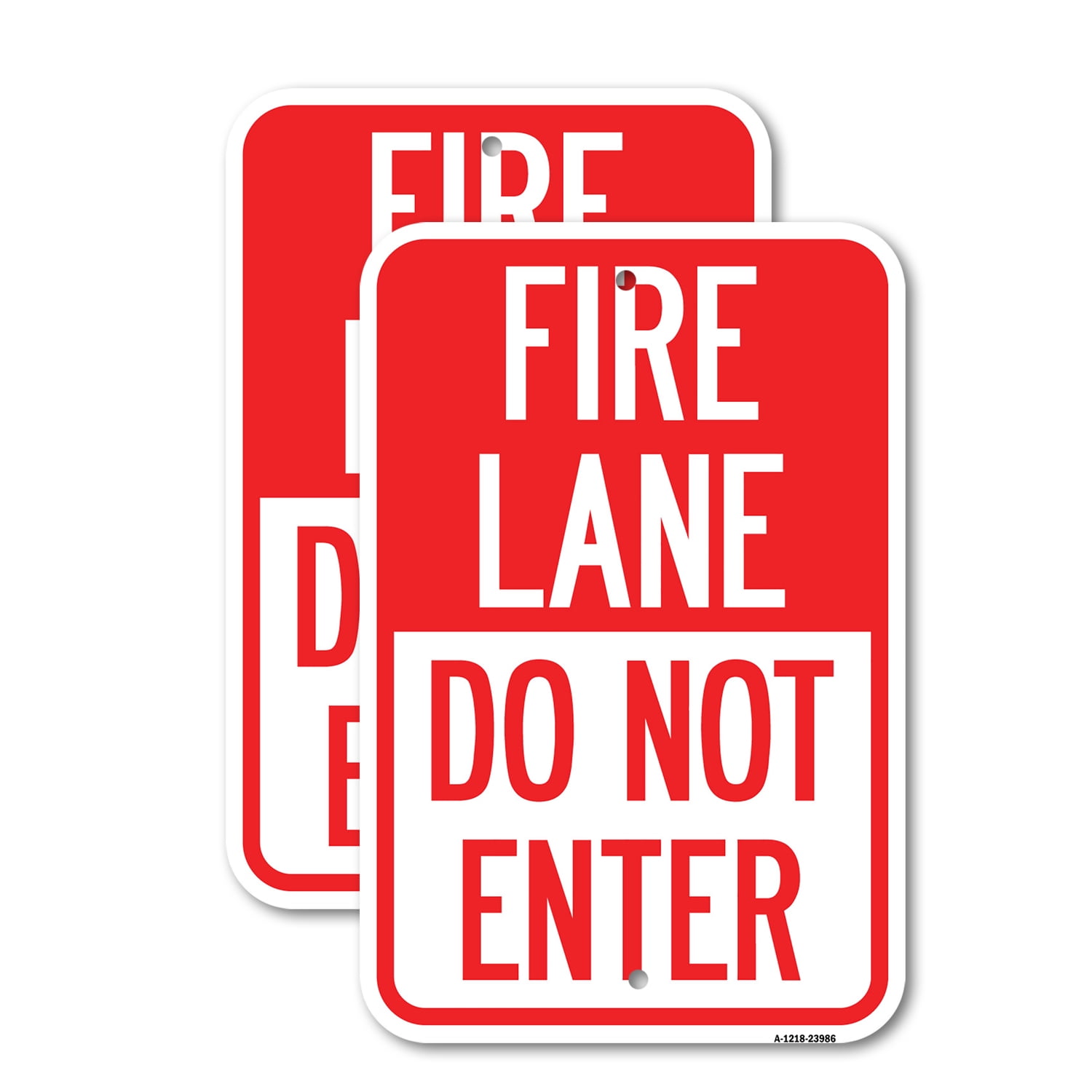 (2 Pack) Fire Lane Do Not Enter | 12" X 18" Heavy-Gauge Aluminum Sign ...