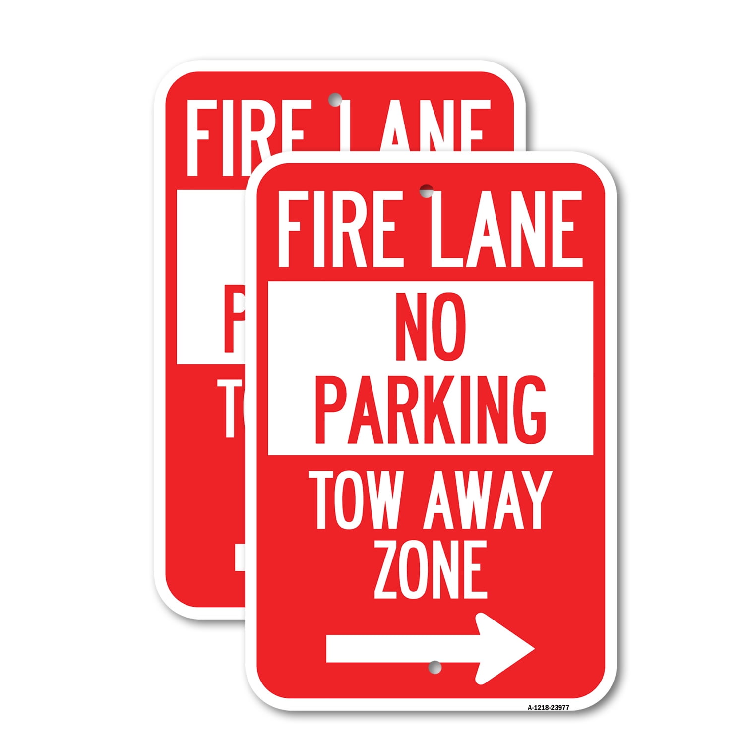 (2 Pack) Fire Lane Tow-Away Zone with Right Arrow | 18" X 24" Heavy ...