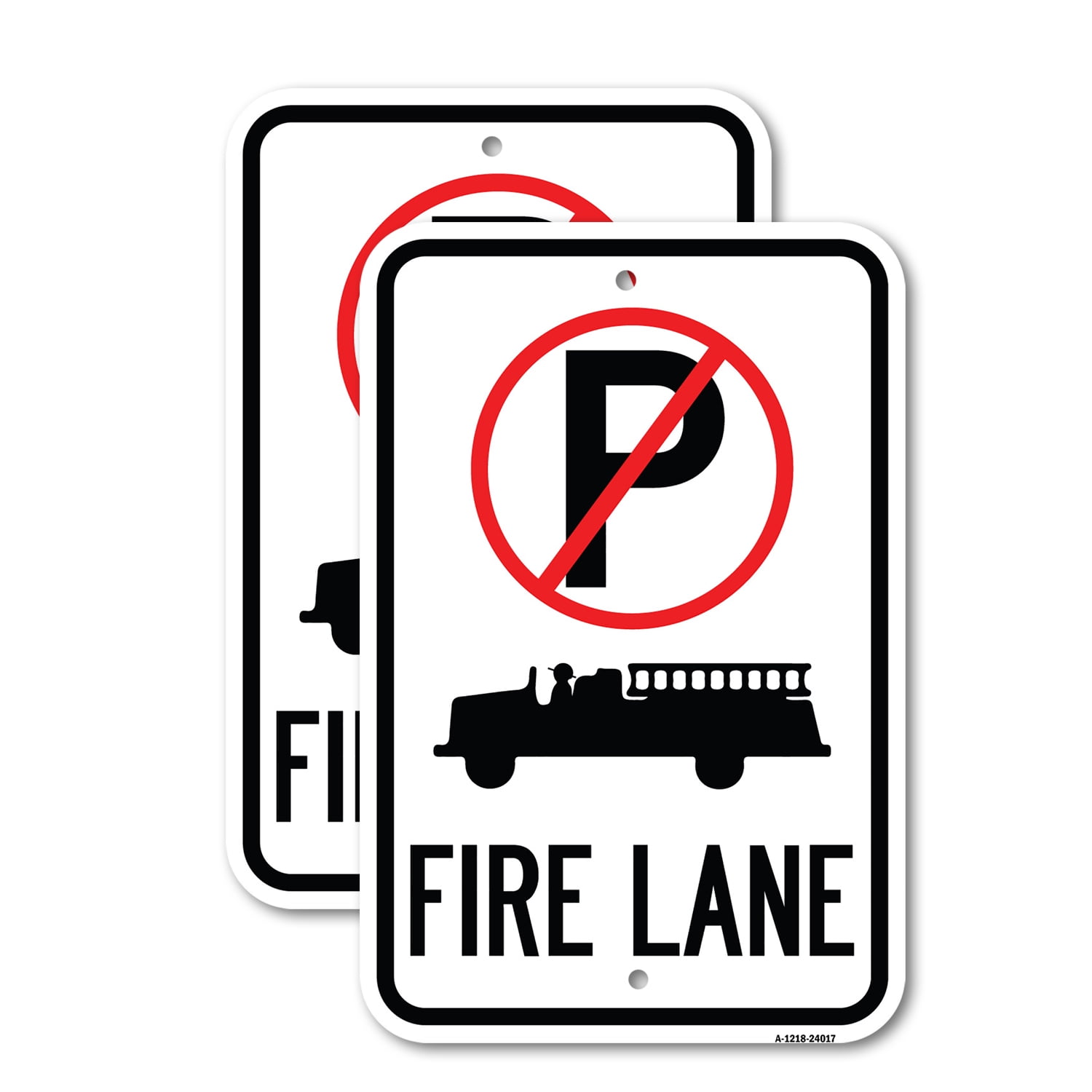 (2 Pack) Fire Lane (With No Parking Symbol & Graphic) | 12" X 18" Heavy ...
