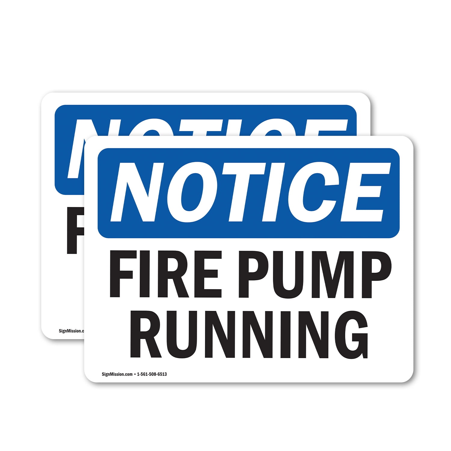 (2 Pack) Fire Pump Running OSHA Notice Sign 10 Inch X 7 Inch Vinyl ...