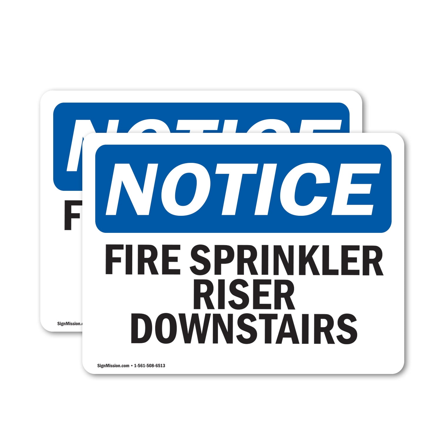 (2 Pack) Fire Sprinkler Riser Downstairs OSHA Notice Sign 24 Inch X 18 ...