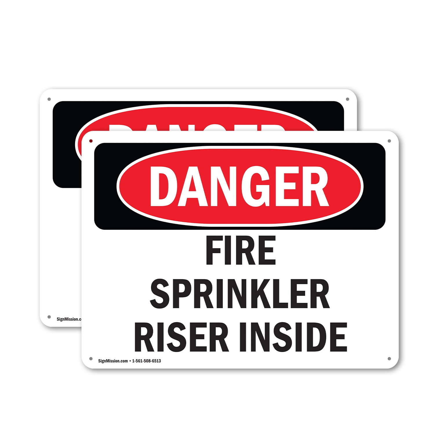 (2 Pack) Fire Sprinkler Riser Inside OSHA Danger Sign 18 Inch X 12 Inch ...